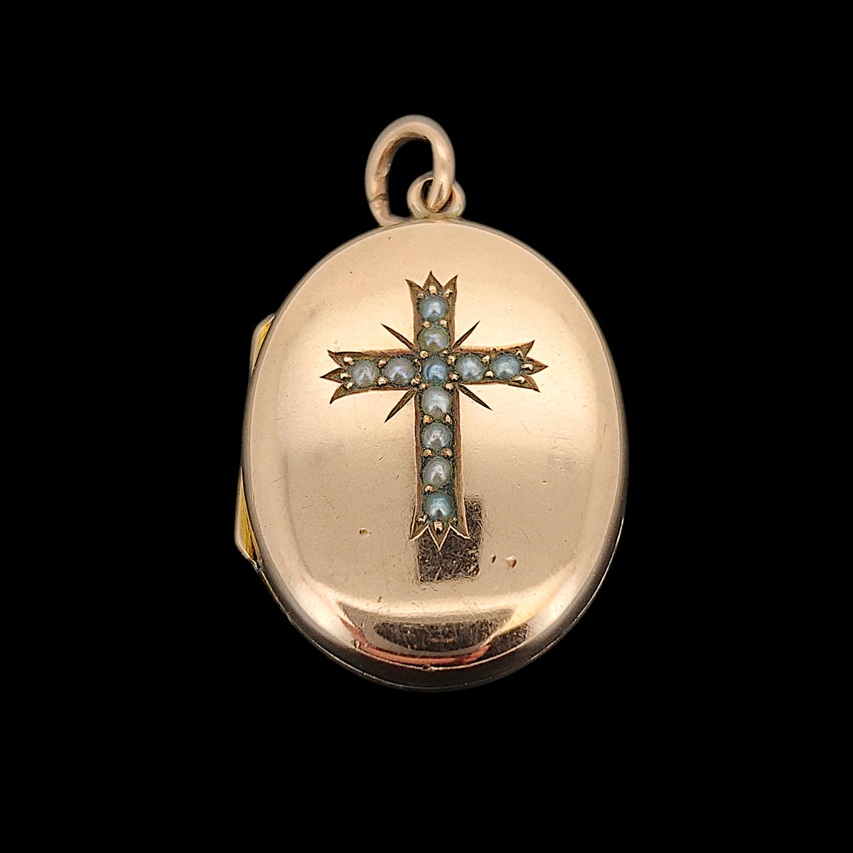 Antique 9ct Gold Seed Pearl Cross Locket – Goldcrest Antique & Vintage